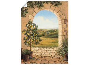4055327287517 - Wandbild ARTLAND Zitronenbaum vorm Torbogen Bilder Gr B H 30 cm x 40 cm Poster Fensterblick 1 St beige (naturfarben) Bild Poster Bilder als Alubild Leinwandbild Wandaufkleber oder in versch Größen