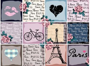 4049009358794 - Fliesenaufkleber QUEENCE Paris grau (lila rosa grau) B15cm H15cm T01cm Fliesenaufkleber Stickerfliesen selbstklebend Sticker 12er Set