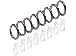 4016318027901 - Gardinenring Liedeco Gardinenstangen (Set 8-St mit Faltenlegehaken) für Gardinenstangen Ø 16 mm silberfarben