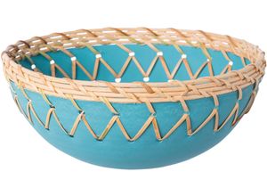 4064118142614 - Dekoschale CREATIV HOME Schale mit Sisalverzierung Dekoschalen Gr Ø 20 cm blau (aqua) Dekoschalen Dekotabletts