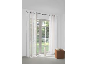 4004567349455 - Gardine WIRTH Chloé weiß (weiß rost) B200cm H160cm Polyester Gardinen Fertigstore mit Ösen (Ø 4 cm) nach Maß