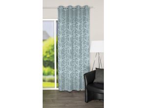 4056751483421 - Gardine HOME WOHNIDEEN LENNY Gr 1 blau B140cm H245cm Jacquard Polyester Gardinen DEKOSTOFF JACQUARDMUSTERUNG ÖSEN