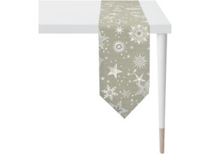 4003440254671 - Tischband APELT 9602 CHRISTMAS ELEGANCE Weihnachtsdeko Weihnachten grau (taupe silberfarben) B21cm L175cm Polyester Viskose Tischdecken Lurex-Jacquardgewebe