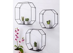 4003529143681 - Deko-Wandregal CREATIV HOME Regale Gr B H T 25 cm x 25 cm x 10 cm schwarz Deko-Regale Regale Dekoregal Wanddeko bestehend aus achteckigen Elementen