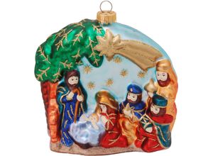 0024762011197 - Christbaumschmuck KREBS GLAS LAUSCHA CBK01119 Weihnachtsdeko Christbaumschmuck bunt (blau bunt) B12cm H5cm T13cm Glas Weihnachtsbaumschmuck Grippe aus Glas