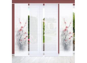 4056751515535 - Schiebegardine HOME IN GREEN BELMIRA Gr 1 rot B60 H245 Polyester Gardinen SET DIGITALDRUCKBAMBUSOPTIK RECYCELT