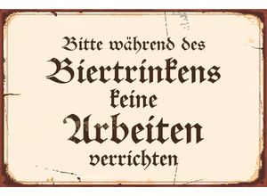 4067437731873 - Metallbild QUEENCE Bier Spruch Stahlschild Blechschild bunt (farbe bild(er) bunt) B20cm H30cm T02cm Blech Metall Bilder 20x30x02cm - mit 4 Lochbohrung