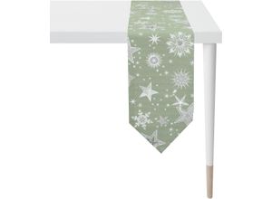 4003440254695 - Tischband APELT 9602 CHRISTMAS ELEGANCE Weihnachtsdeko Weihnachten bunt (grün silberfarben) B21cm L175cm Polyester Viskose Tischdecken Lurex-Jacquardgewebe