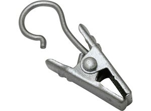 4003018005278 - Gardinenhaken Clipshaken mit Klammer Metall Gr 1 silber (silberfarben) 10 Stk Gardinenbefestigungen Zubehör Vitragestangen Caféhausstangen