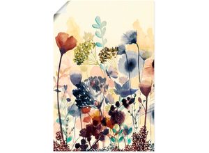 4058661373977 - Wandbild ARTLAND Sonnengetrocknete Blüten I Bilder Gr B H 40 cm x 60 cm Poster Blumenwiese Hochformat 1 St bunt Bild Metallbild Metallbilder Bilder als Alubild Leinwandbild Wandaufkleber oder Poster in versch Größen