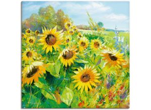 4055327164313 - Wandbild ARTLAND Sommerwiese mit Sonnenblumen Bilder Gr B H 70 cm x 70 cm Leinwandbild Blumenwiese 1 St gelb Bild Poster Bilder als Alubild Leinwandbild Wandaufkleber oder in versch Größen
