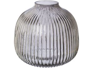 4064118142164 - Kugelvase CREATIV HOME MONTE grau H18cm Ø19cm Glas Vasen Vase aus Glas mit Schliffstruktur Höhe ca 18 cm