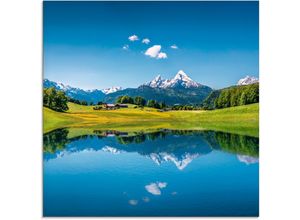 4058661636928 - Glasbild ARTLAND Landschaft in den Alpen Bilder Gr B H 20 cm x 20 cm Berge 1 St blau Glasbilder Bilder in verschiedenen Größen