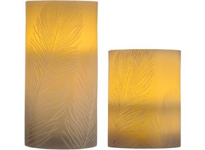4000870481172 - PAULEEN LED Dekolicht LED-Kerze Cosy Feather 2er Set gold (goldfarben weiß) Ø 76cm 2 Stk Leuchten Wachskerze mit Timer Grau