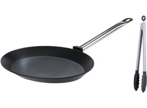 4005643164450 - Fischpfanne Gastro traditionell Pfannen silberfarben (schwarz silberfarben) Fischpfanne Pfanne 40x28 cm incl Multizange 30 Induktion
