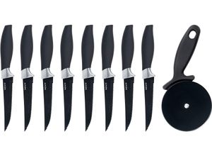4008838471067 - Messer-Set WENKO BBQ-Messer & Pizzaschneider schwarz Edelstahl Kochmesser-Sets für Steaks Grillgut Pizza rostfreier Edelstahl ergonomischer Griff