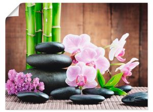 4055327637381 - Wandbild ARTLAND Spa Konzept Zen Steinen Orchideen Bilder Gr B H 40 cm x 30 cm Poster Zen Querformat 1 St pink Bild Poster Bilder als Alubild Leinwandbild Wandaufkleber oder in versch Größen