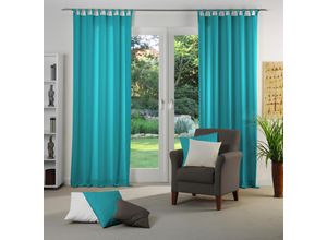 4004567420437 - Vorhang WIRTH Dim out blau (türkis) Gardinen 325cm Schlaufen 142cm Polyester nach Maß B142cm H325cm