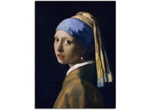 4055327655224 - Wandbild ARTLAND Das Mädchen mit dem Perlenohrgehänge Bilder Gr B H 60 cm x 80 cm Leinwandbild Frau 1 St schwarz Bild Poster Bilder als Leinwandbild Wandaufkleber oder in versch Größen