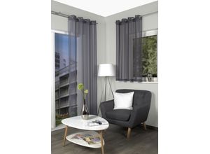 4056751530194 - Gardine HOME WOHNIDEEN DOLLY grau B140cm H245cm Voile Polyester Gardinen transparent