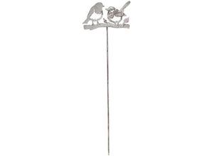 4050223953702 - Gartenstecker Gartenstecker Vogel (H) 85cm grau B25cm H85cm Metall Gartenstecker