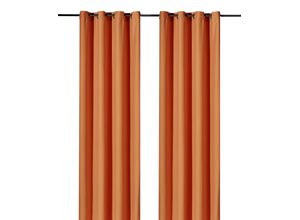4005385136814 - Vorhang WECKBRODT Vito Gardinen Gr 245 cm Ösen 140 cm orange Ösen Gardine Ösenschal Gardine blickdicht Microvelour Unifarben