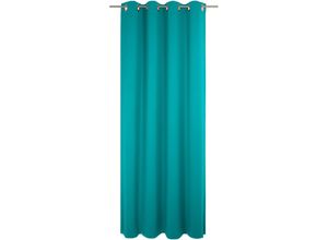 4004567508128 - Vorhang WIRTH Newbury blau (türkis) Gardinen 155cm Ösen 130cm Baumwolle Polyester nach Maß B130cm H155cm