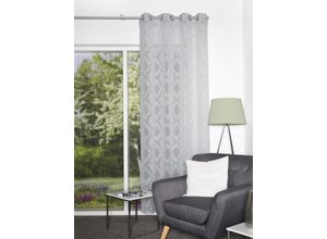 4056751534413 - Vorhang HOME WOHNIDEEN FAJOLLE Gr 1 grau B140cm H245cm Polyester Gardinen Ösenschal Leinenoptik Scherlimusterung