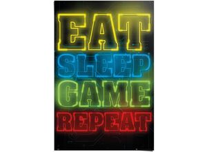 8714597563030 - Poster REINDERS Poster Zocken Eat sleep game repeat Bilder Gr B H 61 cm x 915 cm Spiele 1 St bunt (mehrfarbig) Poster