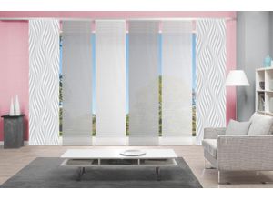4056751298995 - Schiebegardine VISION S 6ER SET WAVE Gr 1 grau B60cm H260cm Polyester Gardinen HxB 260x60 Schiebevorhang 6er Set Digitaldruck