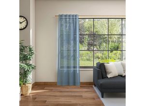 4006470490736 - Gardine HEINE HOME Gardinen Gr 245 cm Multifunktionsband 145 cm blau Halbtransparente Gardinen