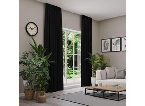 4006470543692 - Verdunkelungsvorhang NEUTEX FOR YOU INSULA schwarz B137cm H155cm Polyester Gardinen Uni-Dimout für starke Verdunklung nach Maß