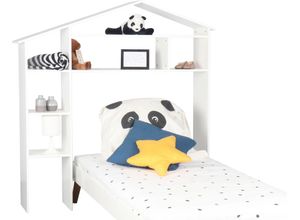 4062444019631 - Regal LÜTTENHÜTT Lizzi weiß B148cm H155cm T31cm Massivholz Holzwerkstoff Regale Kopfteil für Kinderbett für Bettbreite 100 cm
