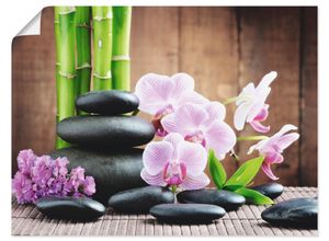 4055327637404 - Wandbild ARTLAND Spa Konzept Zen Steinen Orchideen Bilder Gr B H 80 cm x 60 cm Poster Zen Querformat 1 St pink Bild Poster Bilder als Alubild Leinwandbild Wandaufkleber oder in versch Größen