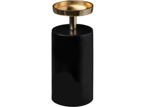 4064118178408 - Kerzenhalter Stumpenkerzenhalter Azlynn gold (schwarz goldfarben) H21cm Ø9cm Aluminium Kerzenhalter aus Aluminium mit goldfarbenen Akzenten