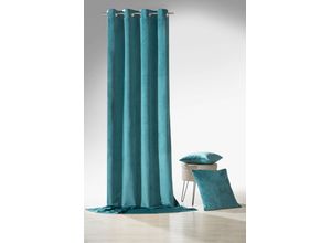 4005385829648 - Vorhang WECKBRODT Valentin Gr 1 blau (petrol) B135cm H245cm Sablu00e9 Polyester Gardinen Ösenschal Gardine blickdicht Samt-Optik Velour Unifarben