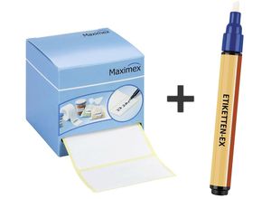 4008069044634 - Etikettenrolle MAXIMEX Etiketten-Ex und Haftetiketten blau (blau weiß) B7 H7 L7 Etiketten selbstklebend zum Beschriften mit Etikettenentfernungsstiften