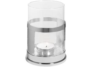 4042911462719 - Windlicht FINK DOMO silber (silberfarben) H19cm Ø135cm Edelstahl Glas Kerzenhalter aus Edelstahl und Glas Höhe ca 19 cm
