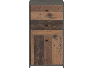 5904767891138 - Kommode CHEST grau (betonoptik old wood vintage) B403cm H775cm T296cm Dekorfolie FSC-zertifizierter Holzwerkstoff Kunststoff Metall Sideboards Breite ca 40 cm