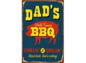 4049009927020 - Metallbild QUEENCE DADS BBQ rot (farbe bild(er) rot) B20cm H30cm T05cm Metall Stahl Bilder Stahlschild Blechschild Sprüche Texte witzig Bier Grill