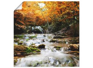4055327615174 - Wandbild ARTLAND Herbstlicher Wasserfall Bilder Gr B H 40 cm x 40 cm Poster Gewässer quadratisch 1 St braun Bild Metallbild Metallbilder Bilder als Alubild Leinwandbild Wandaufkleber oder Poster in versch Größen