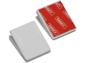 4003018383666 - Dekoklammer Klebeklammer weiß 2 Stk Kunststoff Gardinenbefestigungen mit Qualitäts-Klebe-Pads