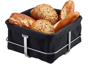 4006664336703 - Brotkorb GEFU BRUNCH eckig schwarz B219cm H112cm L219cm Edelstahl Baumwolle Lebensmittelaufbewahrungsbehälter perfekt für Brot & Brötchen