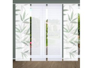 4056751527255 - Schiebegardine HOME IN GREEN RANDOW Gr 1 grün (mint) B60cm H245cm Polyester Gardinen SET DIGITALDRUCKBAMBUSOPTIK RECYCELT
