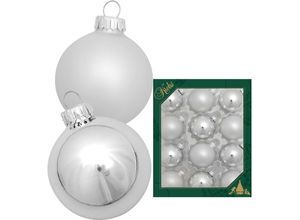 0024762212846 - Weihnachtsbaumkugel KREBS GLAS LAUSCHA Glaskugelsortiment Silberfarben Glanz Satin Ø ca 5 cm silber (silberfarben) Ø5cm Glas Weihnachtsbaumkugeln Weihnachtsdeko Christbaumschmuck Christbaumkugeln aus Glas