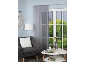 4056751418355 - Gardine HOME BASICS VINA grau B140cm H245cm Voile Obermaterial 100% Polyester Gardinen halbtransparent