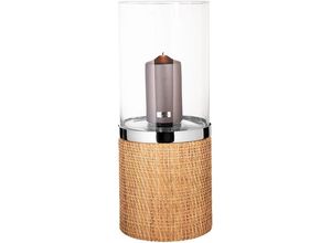 4042911462450 - Windlicht FINK CATANIA braun (braun silberfarben) Kerzenhalter H 48cm Edelstahl Glas Geflecht Rattan aus Edelstahl Glas und Rattan H48cm 4042911462450 - Windlicht FINK CATANIA braun (braun silberfarben) Kerzenhalter H 48cm Edelstahl Glas Geflecht Rattan aus Edelstahl Glas und Rattan H48cm