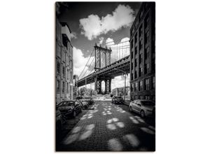 4062144758854 - Wandbild ARTLAND Manhattan Bridge in Brooklyn New York Bilder Gr B H 20 cm x 30 cm Leinwandbild New York Hochformat 1 St schwarz Kunstdrucke als Alubild Leinwandbild Wandaufkleber oder Poster in versch Größen