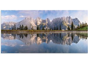 4062144769461 - Wandbild ARTLAND Wilder Kaiser in Tirol Bilder Gr B H 150 cm x 75 cm Alu-Dibond-Druck Bilder von Europa Querformat 1 St blau Kunstdrucke als Alubild Leinwandbild Wandaufkleber oder Poster in versch Größen