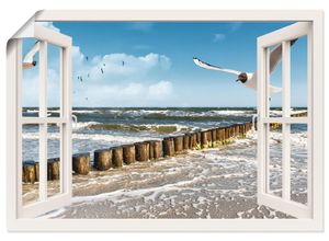 4055327645850 - Wandbild ARTLAND Fensterblick - Ostsee Bilder Gr B H 70 cm x 50 cm Poster Fensterblick Querformat 1 St weiß Bild Poster Bilder als Leinwandbild Wandaufkleber oder in versch Größen